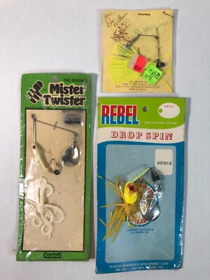3 Vintage Lures Lot “Ole Jim’s” Li'l Single Shot REBEL Drop Spin Mister ...
