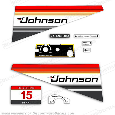 Fits Johnson 1980 15 hp Outboard Motor Engine Sticker Decal Kit ...