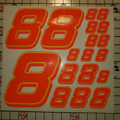 Orange Fluorescent/ yellow #8's Racing Numbers Vinyl Decal Sheet 1/10-1 ...