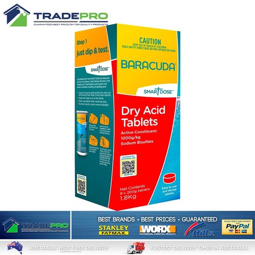 Pool Acid PRO Tablets 1.8kg Baracuda Easy to Use Safer Lower PH Water ...