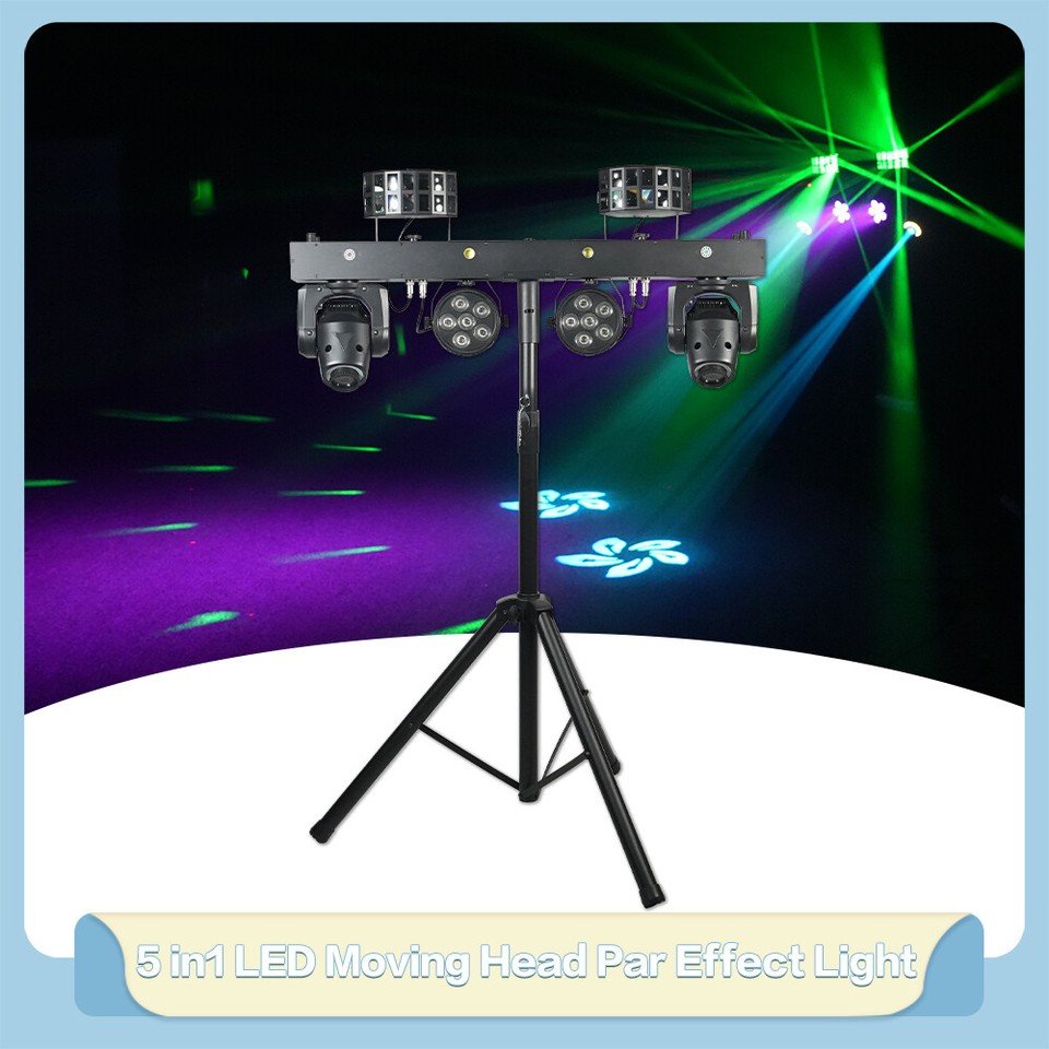 5in1 Moving Head Par Light LED DJ Lights w/Stand Stage Light DMX Gig ...
