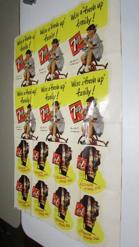 Vintage 1947 7UP Poster Sheet Fresh UP Family The Family Favorite 43" x ...