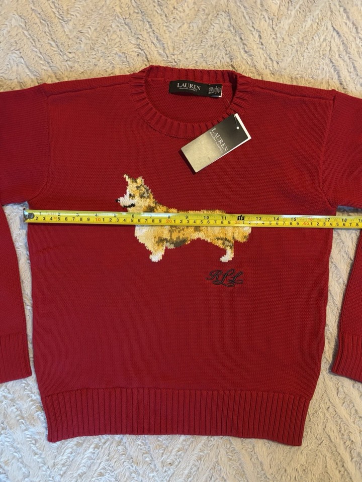 NWT Ralph Lauren Intarsia-Knit Crewneck Red Corgi Sweater, XXS | eBay