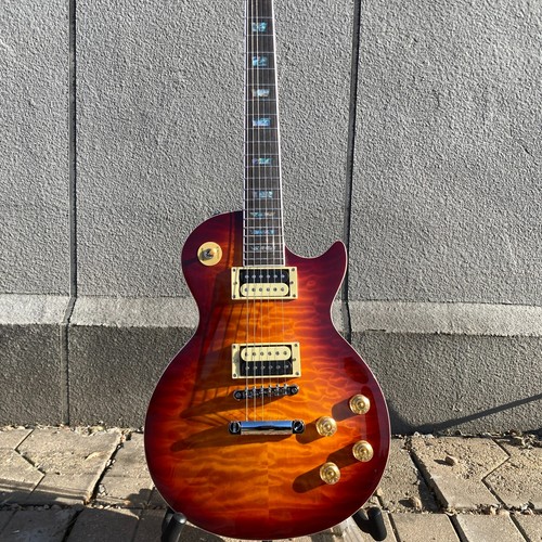Quilted Maple Top LP Style Electric Guitar Cherry Sunburst, Abalone ...