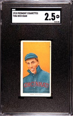 1909-11 T206 Dick Egan SGC Piedmont Cincinnati Reds Portrait Tobacco ...