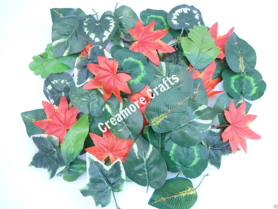100 ARTIFICIAL LEAVES FAKE GREENERY PLANT LEAF FOLIAGE FLORAL WEDDING ...