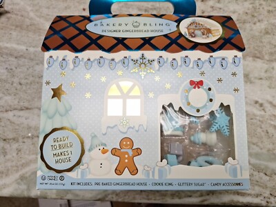 Bakery Bling Ready to Biuld Blue Designer Gingerbread House Kit:26.4oz ...