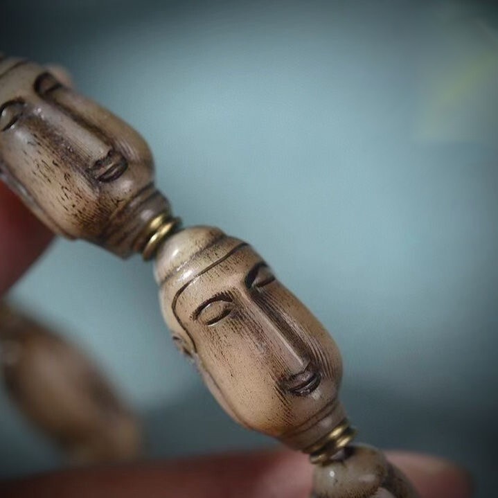 Shakyamu Buddha Head Statue Bracelet Bead Chain Amulet Buddhism ...