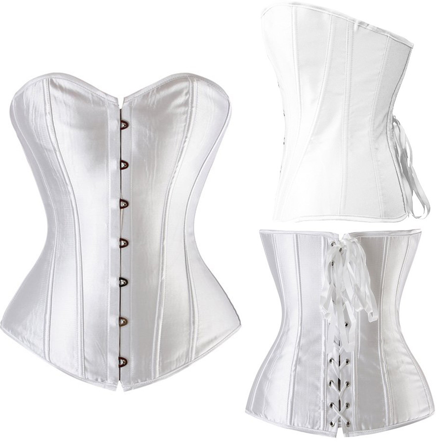 Women Sexy Overbust Boned Corset Burlesque Basque Top Lace-Up Costume ...