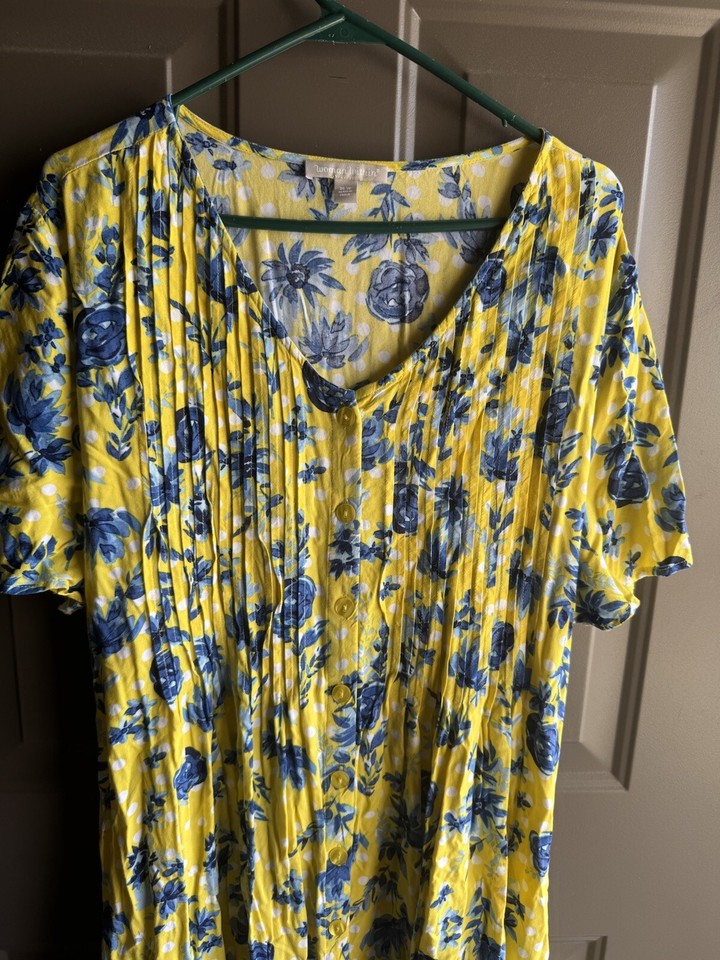 Woman Within Dress Plus Size 26W Vibrant Yellow Floral Button Front A9 ...