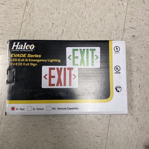 Halco 95001 LED Exit Sign - Red Letters and Chevrons - 120/277V - NiCad ...