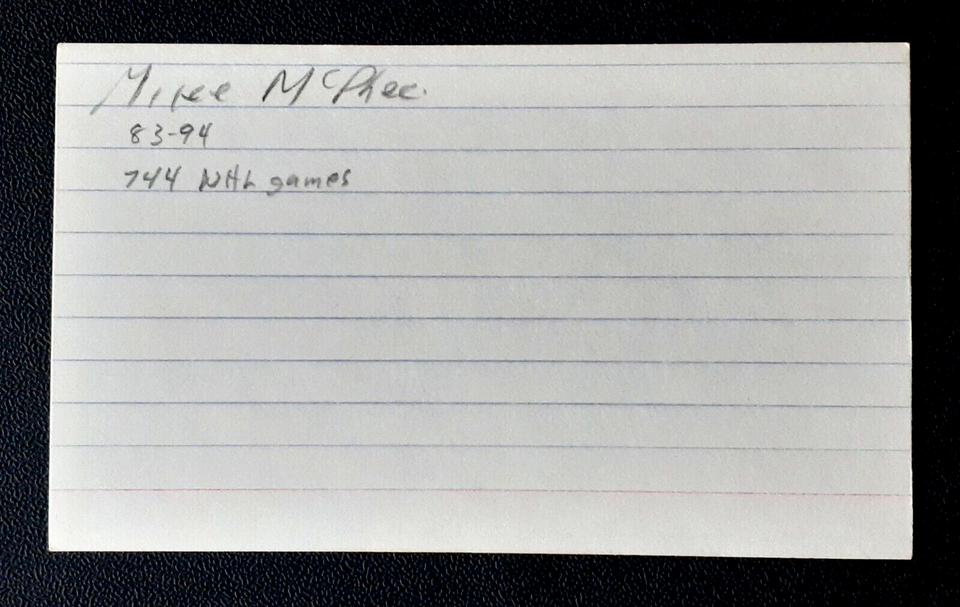 MIKE MCPHEE AUTHENTIC AUTOGRAPH / HAND SIGNED NHL HOCKEY SIGNATURE ...