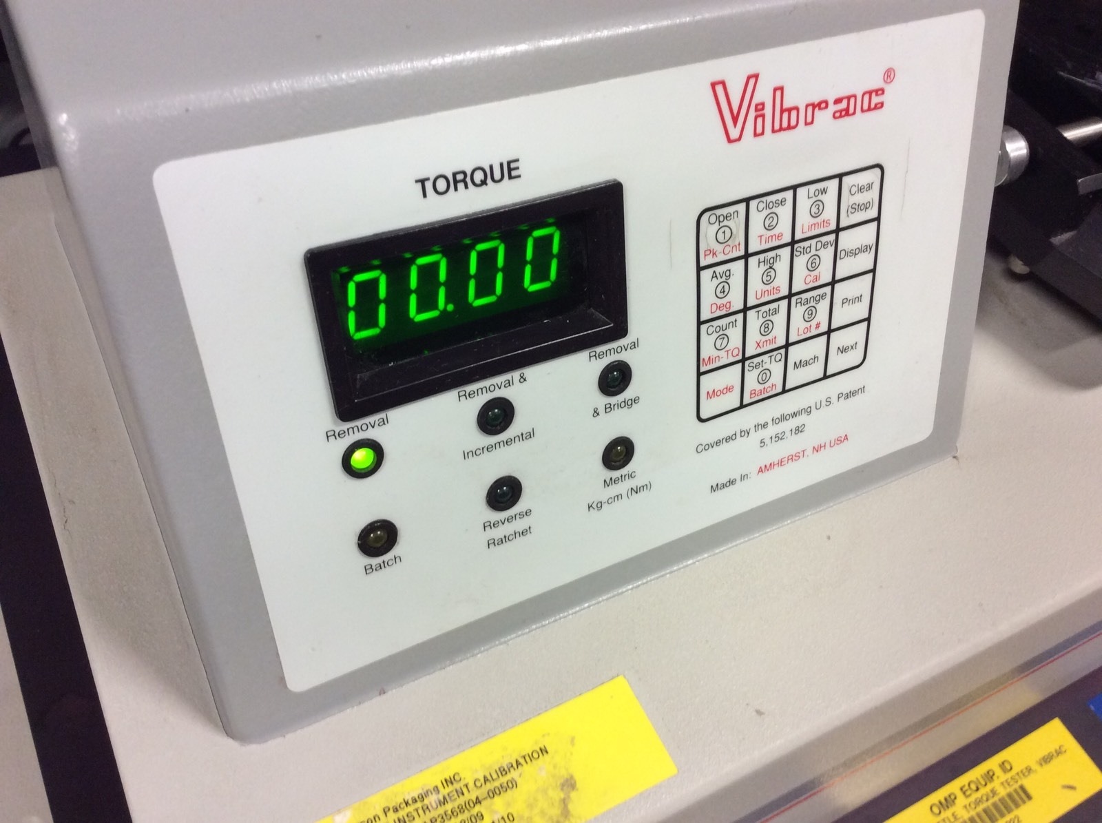 VIBRAC TORQO 1502-CR BOTTLE CAP TORQUE TESTER w/ MOTORIZED DRIVE UNIT ...