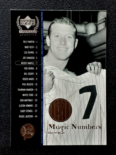 MICKEY MANTLE / MAGIC NUMBERS 2000 UPPER DECK YANKEES LEGENDS NO 55 ...