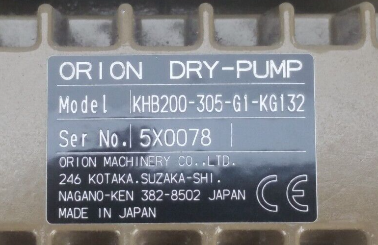 ORION Dry- Pump Model: KHB200-305-G1-KG132 | eBay