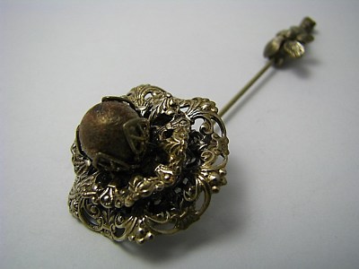 MIRIAM HASKELL BROOCH BRASS HAT PIN BERET PIN "FLOWER" by Miriam ...