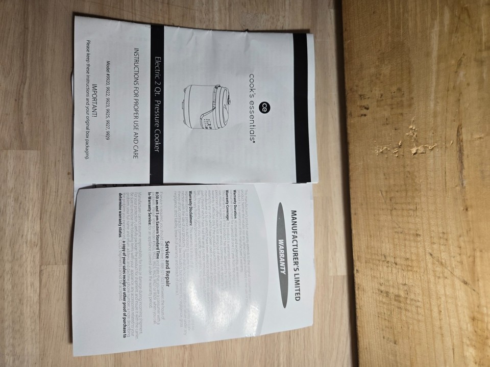 Cook Essentials Electric 2Qt Stainless Steel Pressure Cooker, Model 825 ...