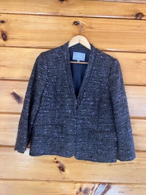 Nordstrom Classiques Entier Women's Boucle Gray Tweed Jacket Blazer ...