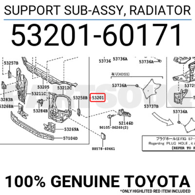 5320160171 Genuine Toyota SUPPORT SUB-ASSY, RADIATOR 53201-60171 | eBay