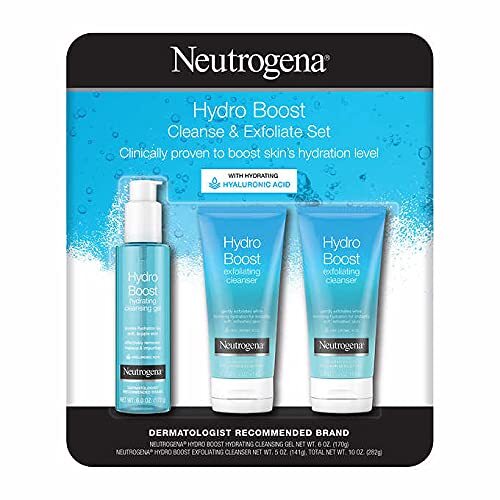 Neutrogena Hydro Boost Cleanse & Exfoliate Set 3 Pc Scuffed Opened Box ...