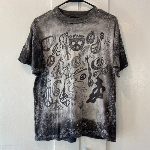 VTG 80s 90s Single Stitch Acid Washed Peace Sign Anarcho Punk ...