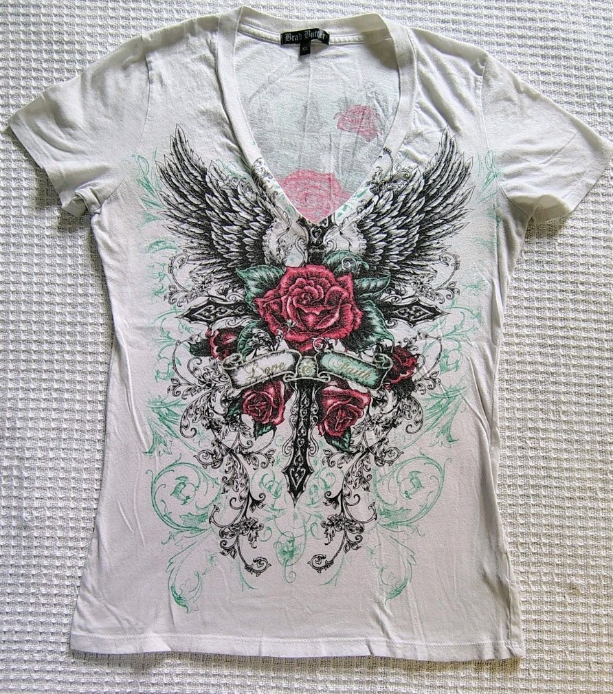 Brad Butter Two Sided Angel Wings Cross Tattoo Women'… - Gem