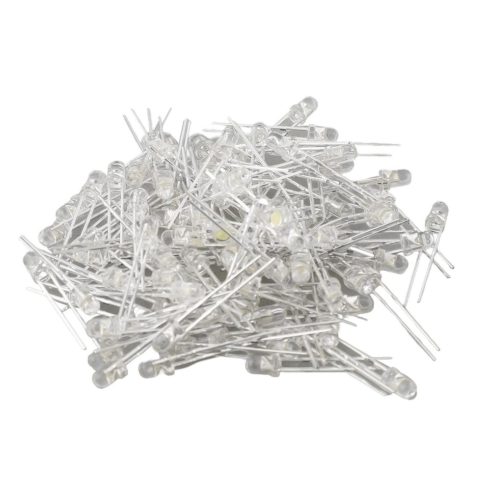 100pcs LED Lights 3MM Light Emitting Diode 17mm Long,2 Stitches Super ...