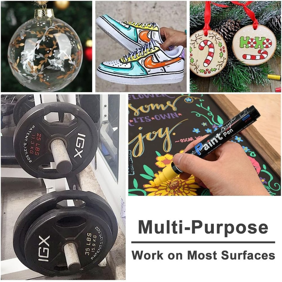 Red Paint Pens Paint Markers - Permanent Acrylic Markers 8 Pack, Water ...