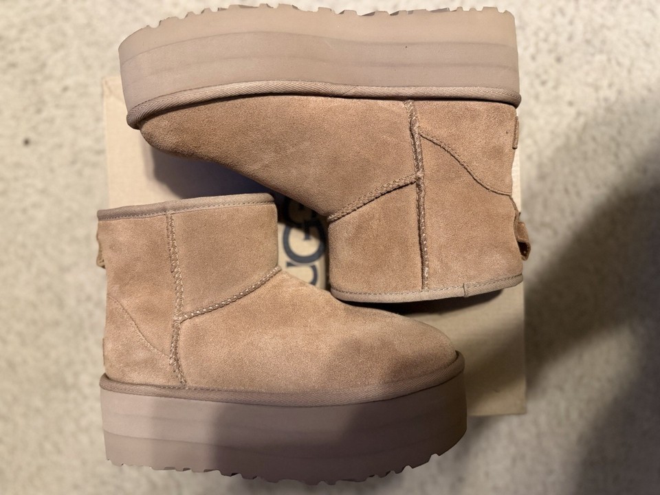 UGG Platform Brown Suede Pull On Lined Ankle Boots Round Toe Women's | eBay