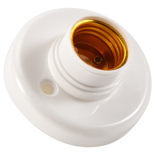 E27 Round Plastic Base Screw Light Bulb Lamp Socket Holder White ...
