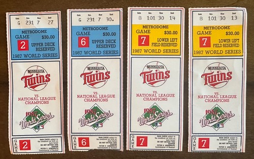 1987 Cards vs Twins World Series Ticket Stubs Games 2, 6 & 7 (2 Gm 7 ...