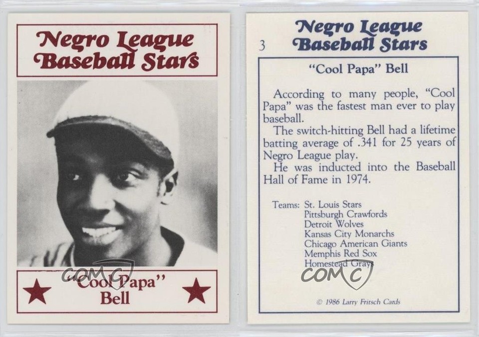 1986 Fritsch Negro League Baseball Stars James Cool Papa Bell Conrad ...