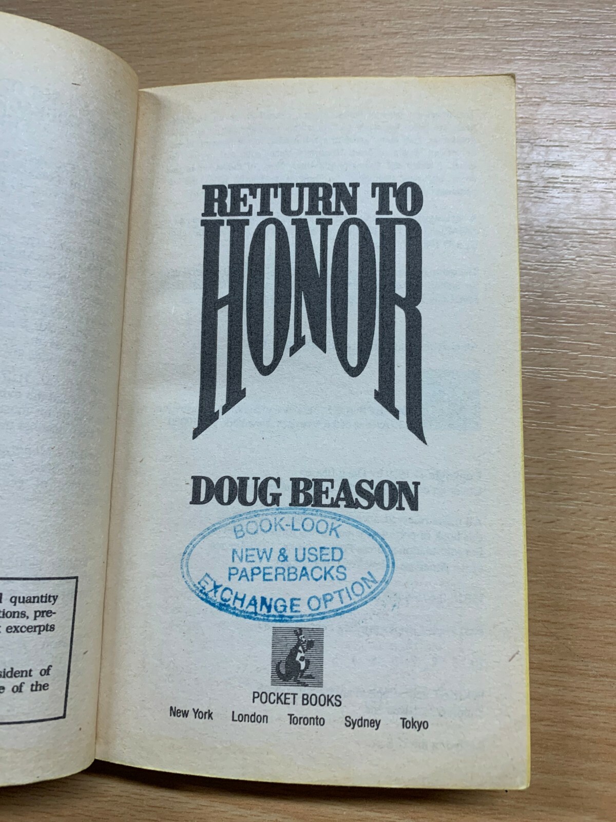 1989 DOUG BEASON "RETURN TO HONOR" WAR FICTION PAPERBACK BOOK (P2) | eBay