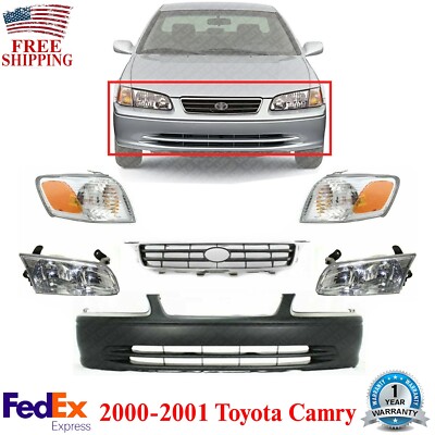 Front Bumper Cover + Grille + Headlights +Corner Lights For 2000-01 ...