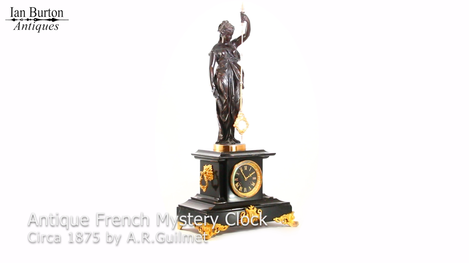 Antique French Mystery Clock Circa 1875 by A.R.Guilmet Black Marble ...