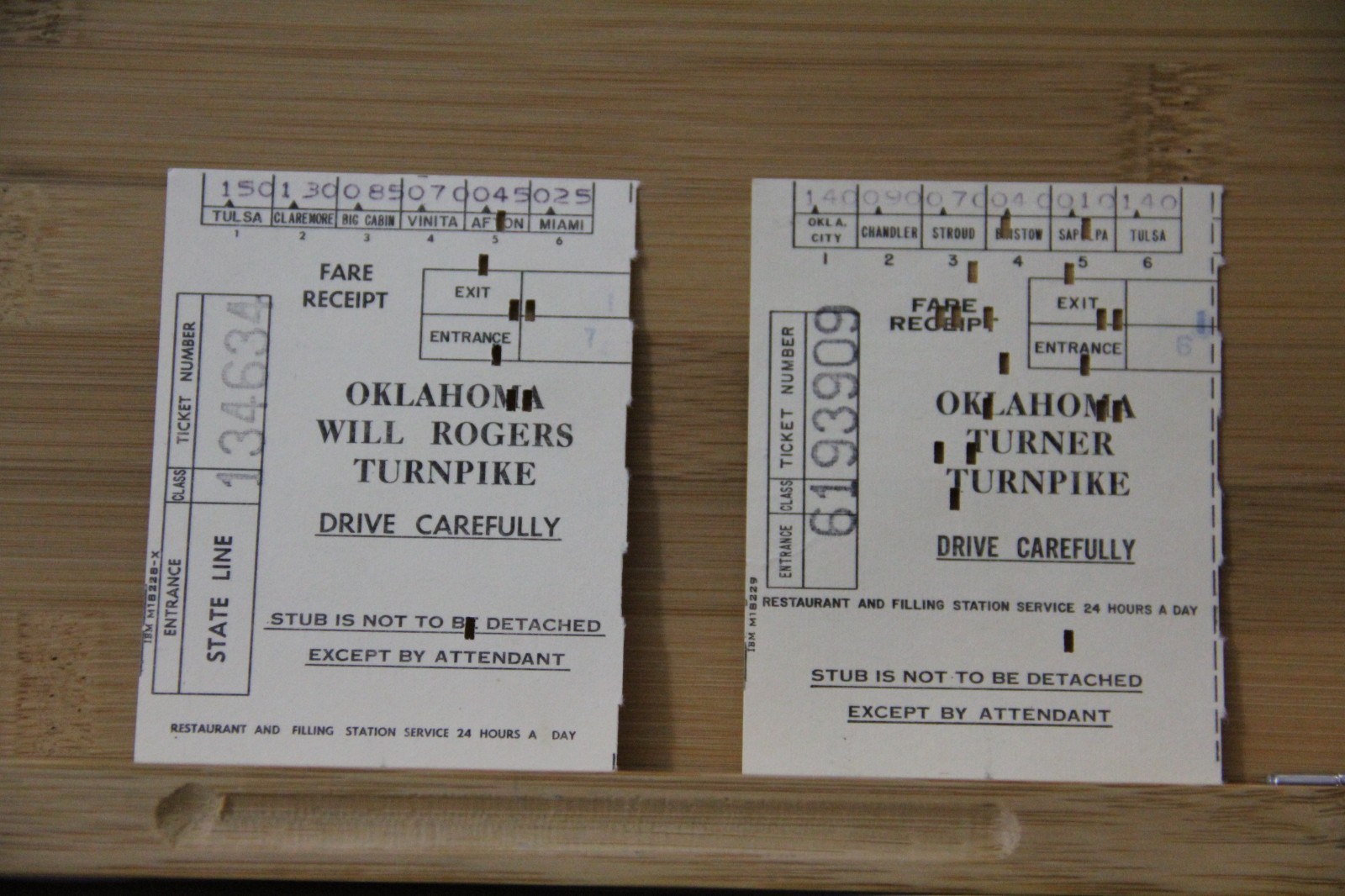 Vintage Oklahoma Turnpike Fare Receipts - Will Rogers Turnpike Toll | eBay