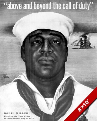 DORIE MILLER PEARL HARBOR WWII PROPAGANDA POSTER PAINTING REAL CANVAS ...