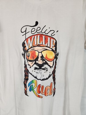 SheShow Willie Nelson Shirt-“Feelin Willie Rad”-Adult Small-White-EUC ...