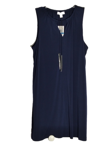 Michael Kors Dress XL True Navy Sleeveless Tassel Tie Neckline NWT $98 ...
