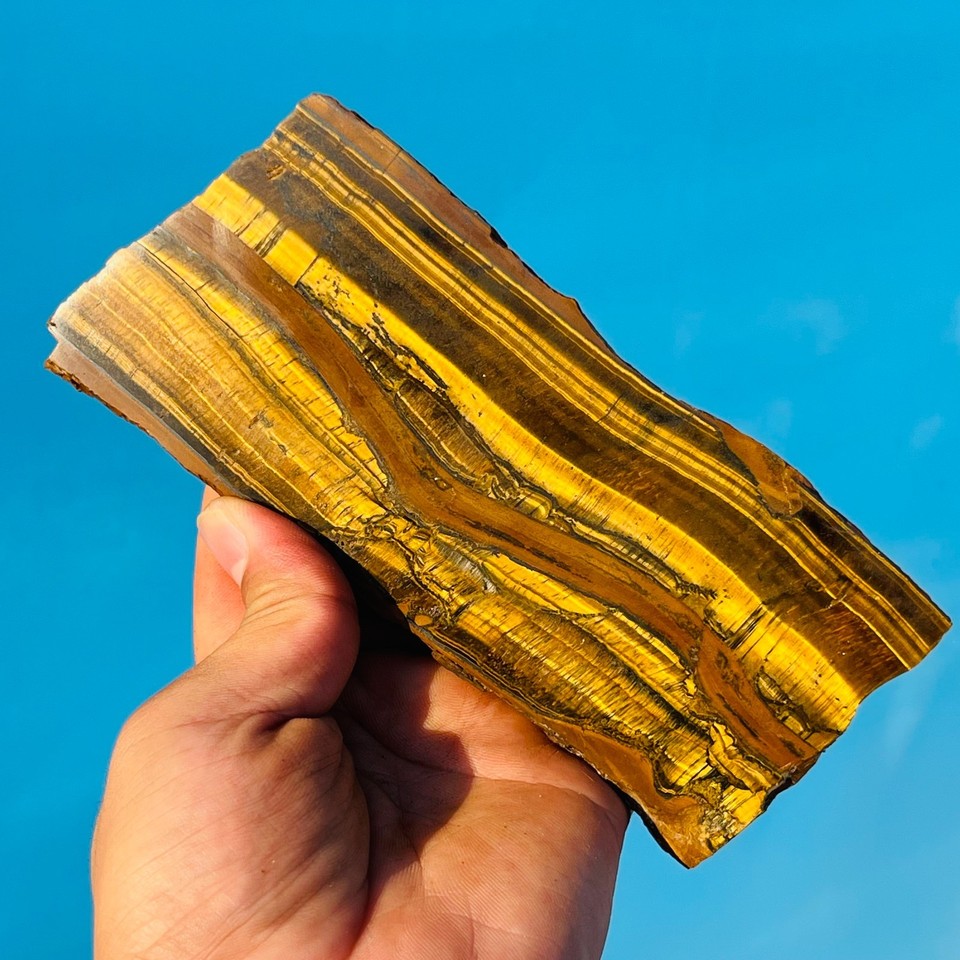 328g Natural Golden Tiger Eye Stone Flake Rough Mineral Specimen Quartz ...