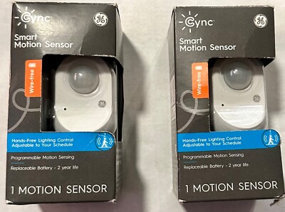 2 GE CYNC Smart Wire-Free Motion Sensor Programmable Bluetooth and Wi ...