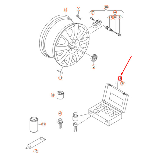 NEW VOLKSWAGEN TOUAREG 7P ANTI-THEFT WHEEL STUDS SET 2H0698137A OEM NO ...