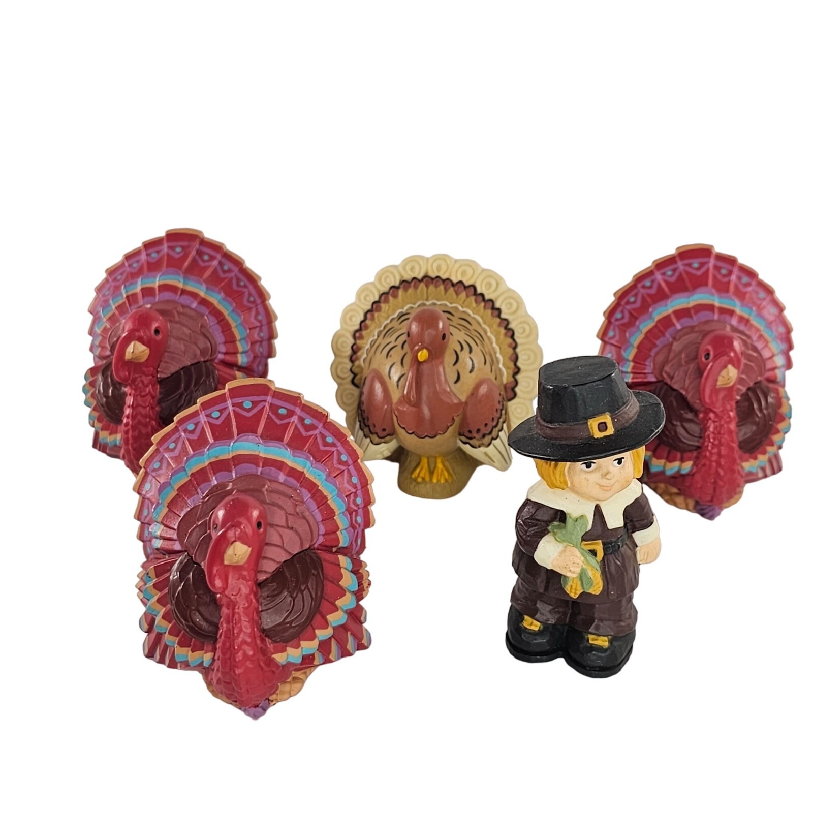 Vintage Hallmark Plastic Turkey Pilgrim Figurines Thanksgiving Decor ...