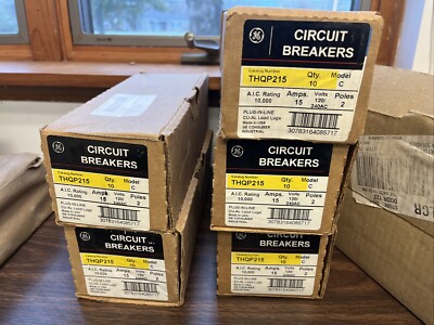 GE THQP215 Circuit Breaker, 15A, 2 Poles, 120/240 VAC - Lot of 10 | eBay