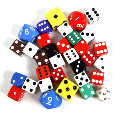 Miscellaneous Dice Set Contains 33 Total Dice of Various Colors, Sizes ...