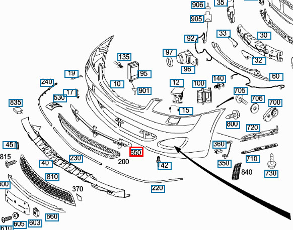 OEM MERCEDES W221 Front Bumper Lower Grill Center Inner Trim ...