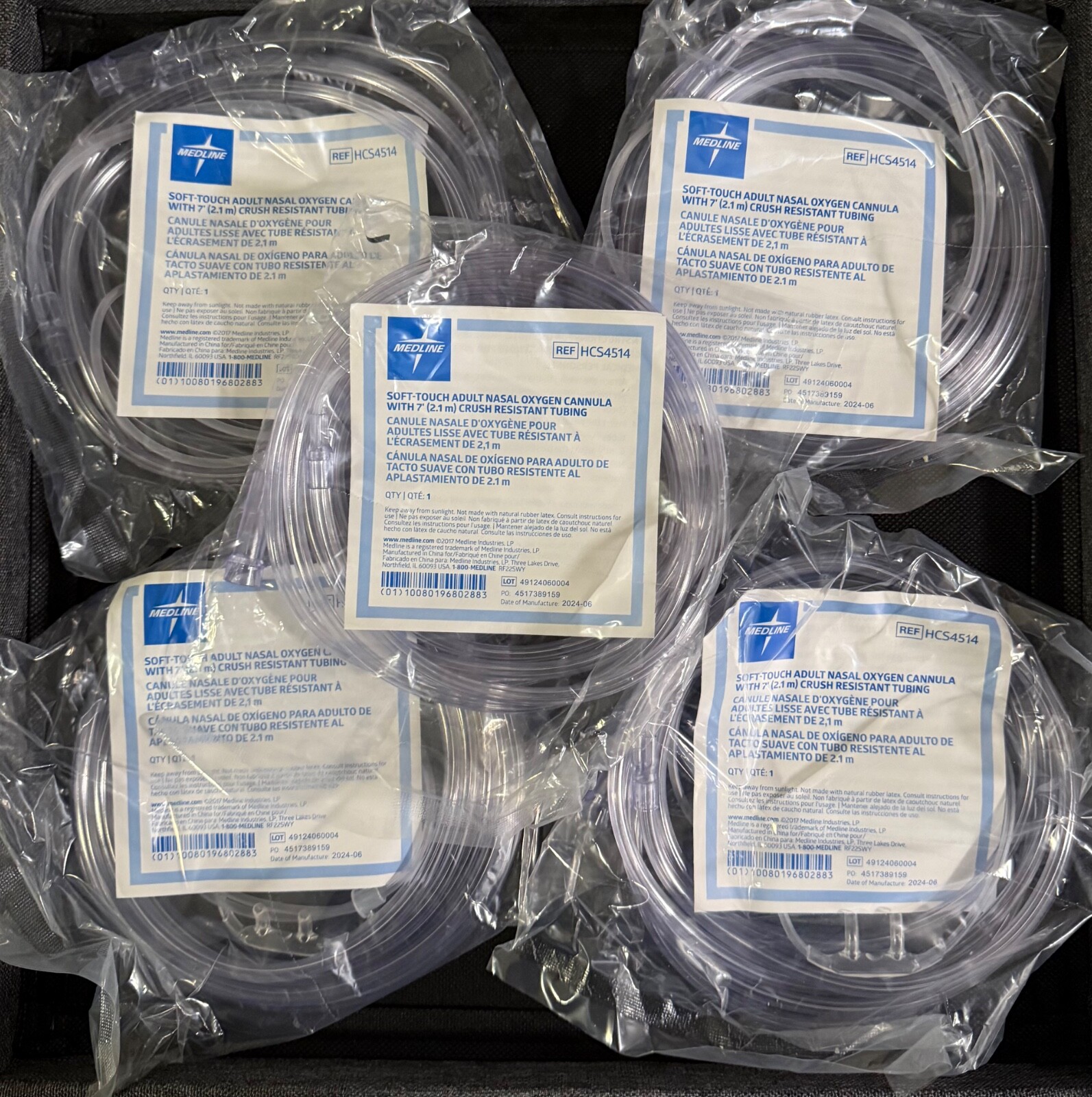 Medline Soft-Touch Adult Nasal Cannula 7 ft. Crush Resistant Tubing ...