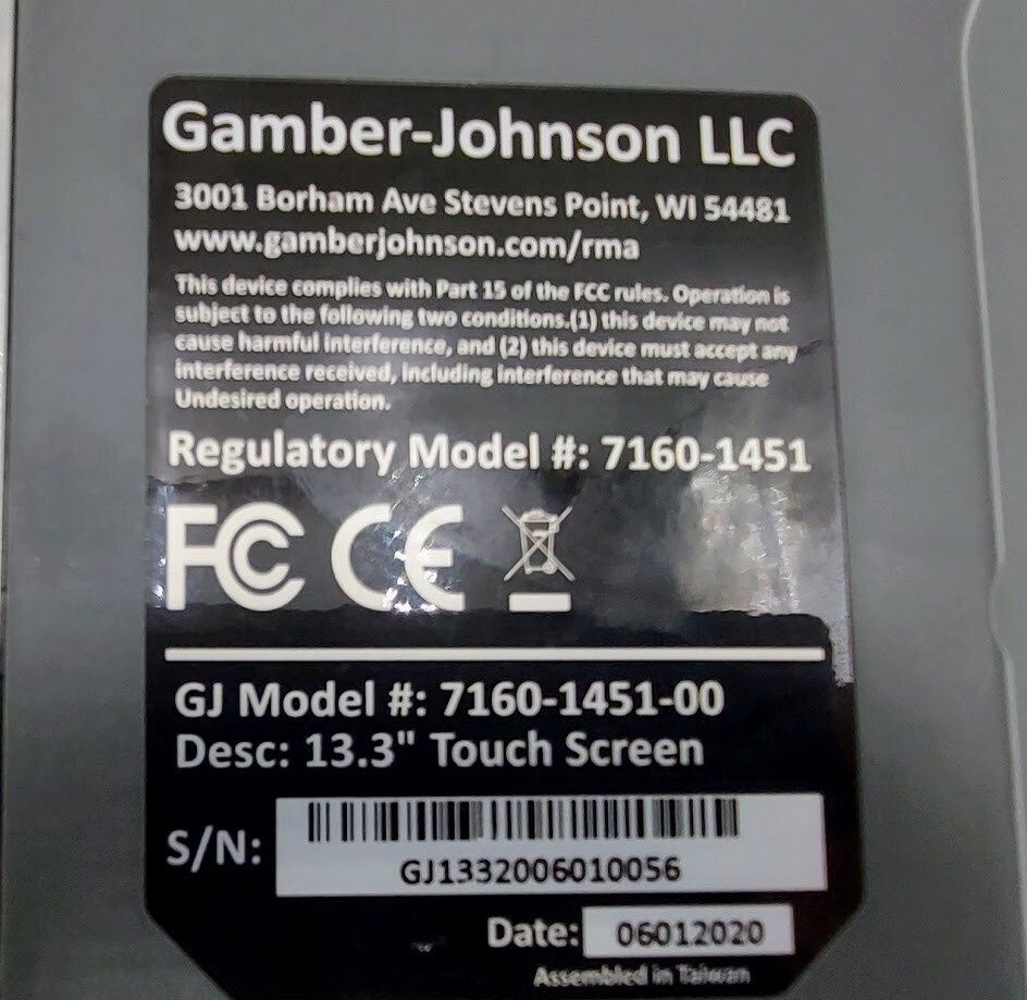Gamber Johnson 7160-1451-00 13.3" Capacitive Touch Screen | eBay