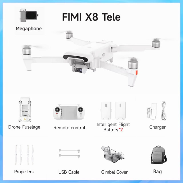 FIMI X8 Tele Max Drone Wide-Angle 30x Hybrid Zoom 4K 60fps 10Km Range ...