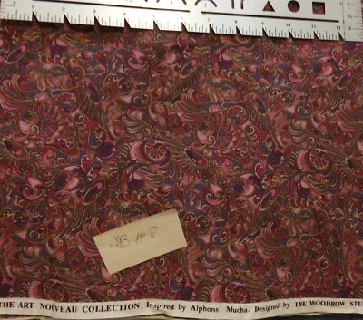 The Art Nouveau Collection Alphonse Mucha Woodrow Studio Burgundy Pink BTY | eBay